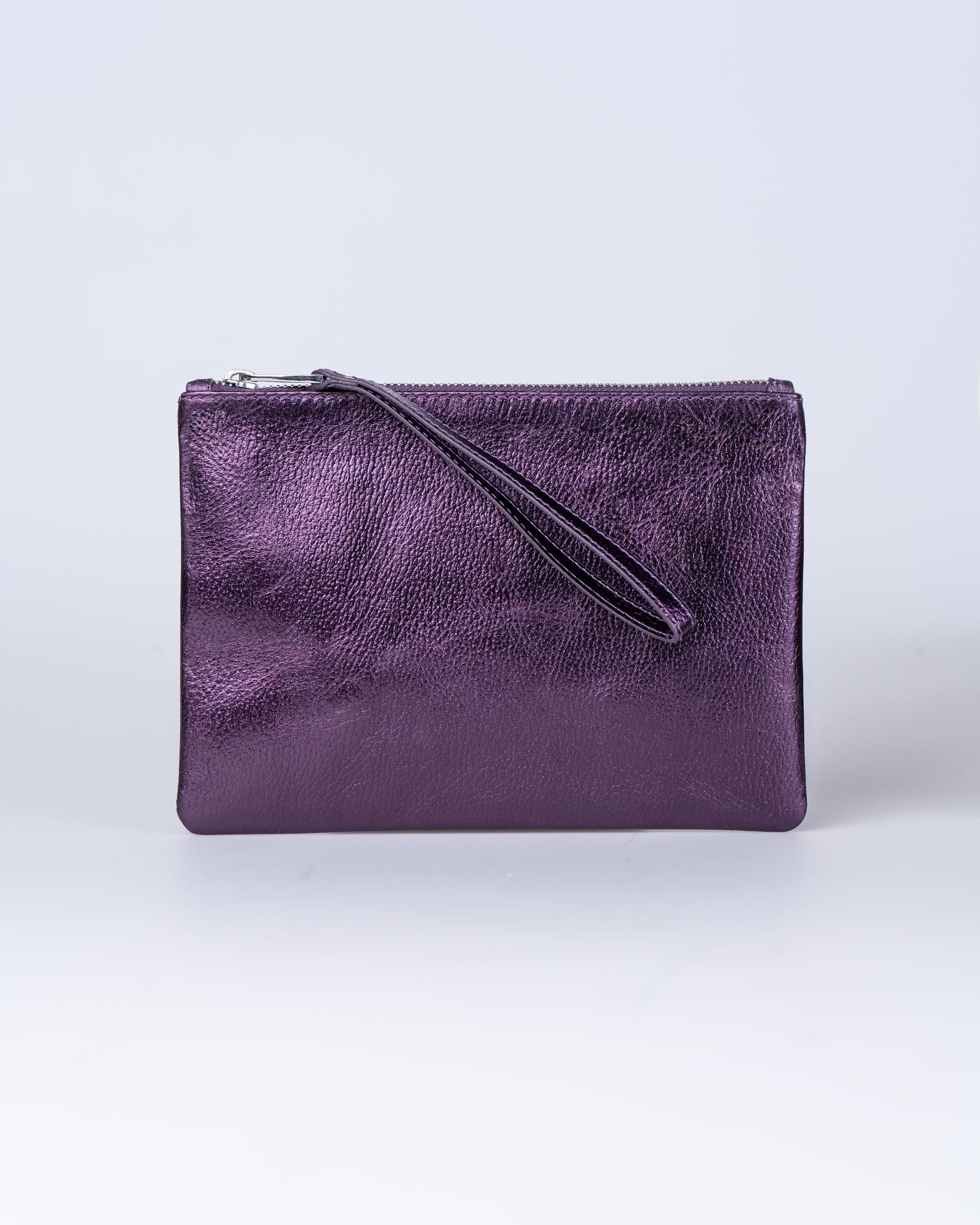 Leather Zip Top Large Pouch