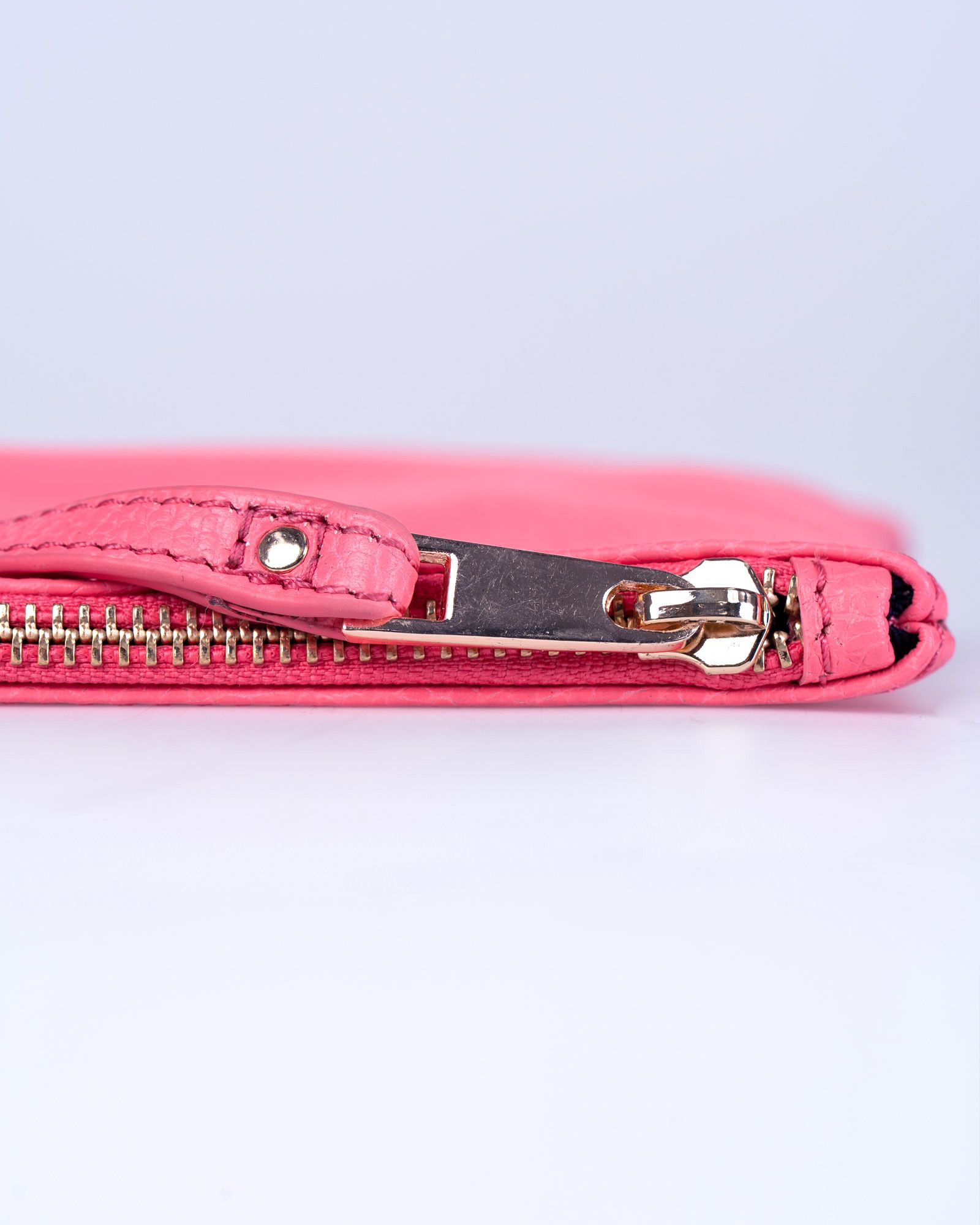 Leather Zip Top Large Pouch